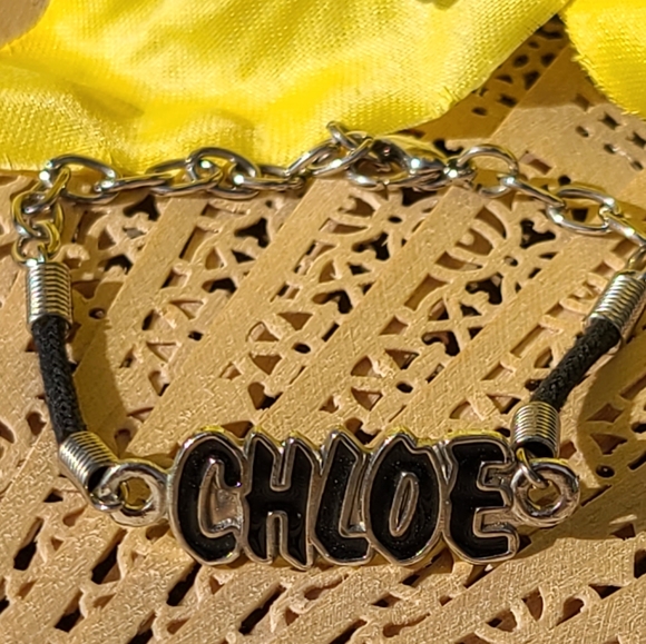 Vintage | Jewelry | Silver And Black Name Chloe Bracelet | Poshmark
